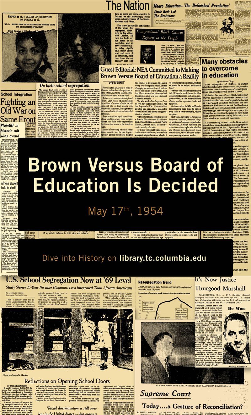 Today In History: Brown Versus Board Of Education Is Decided | May ...